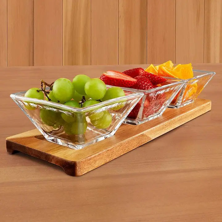 Hostess Set with 3 Glass Condiment Bowls On A Wood Tray – Hanley-Wood ...